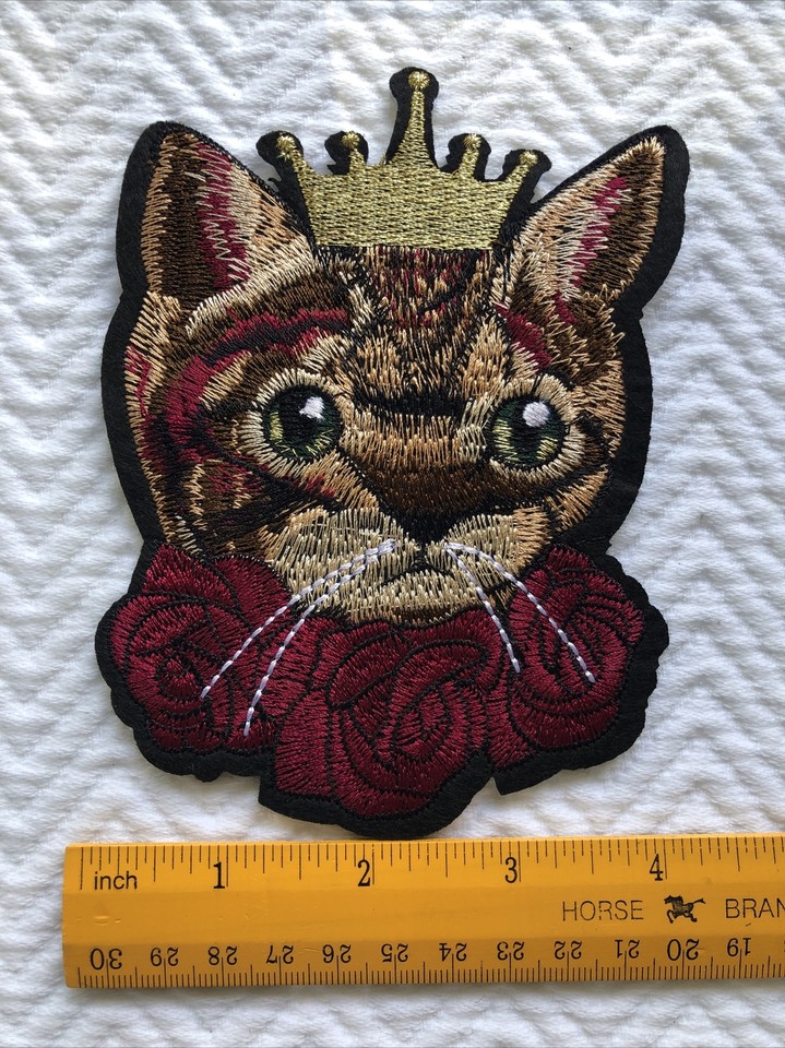 Medium Embroidered GG Style Cat Kitty Patch 4x5 Inches | eBay
