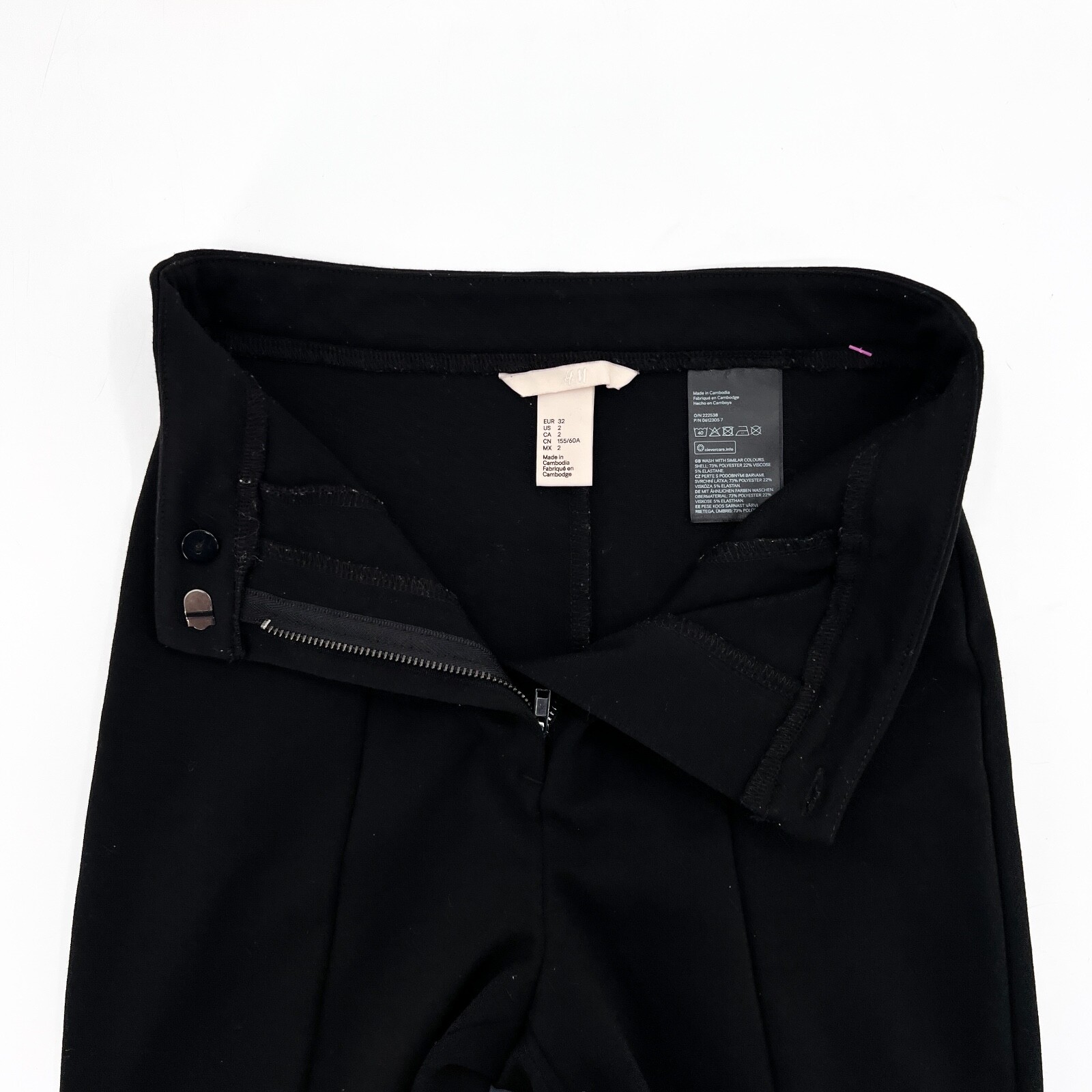 H M Pants Womens 2 Black Skinny Flare Leg Zip Ankle Stretch Soft h-m-pants-womens-2-black-skinny-flare-leg-zip-ankle-stretch-soft
