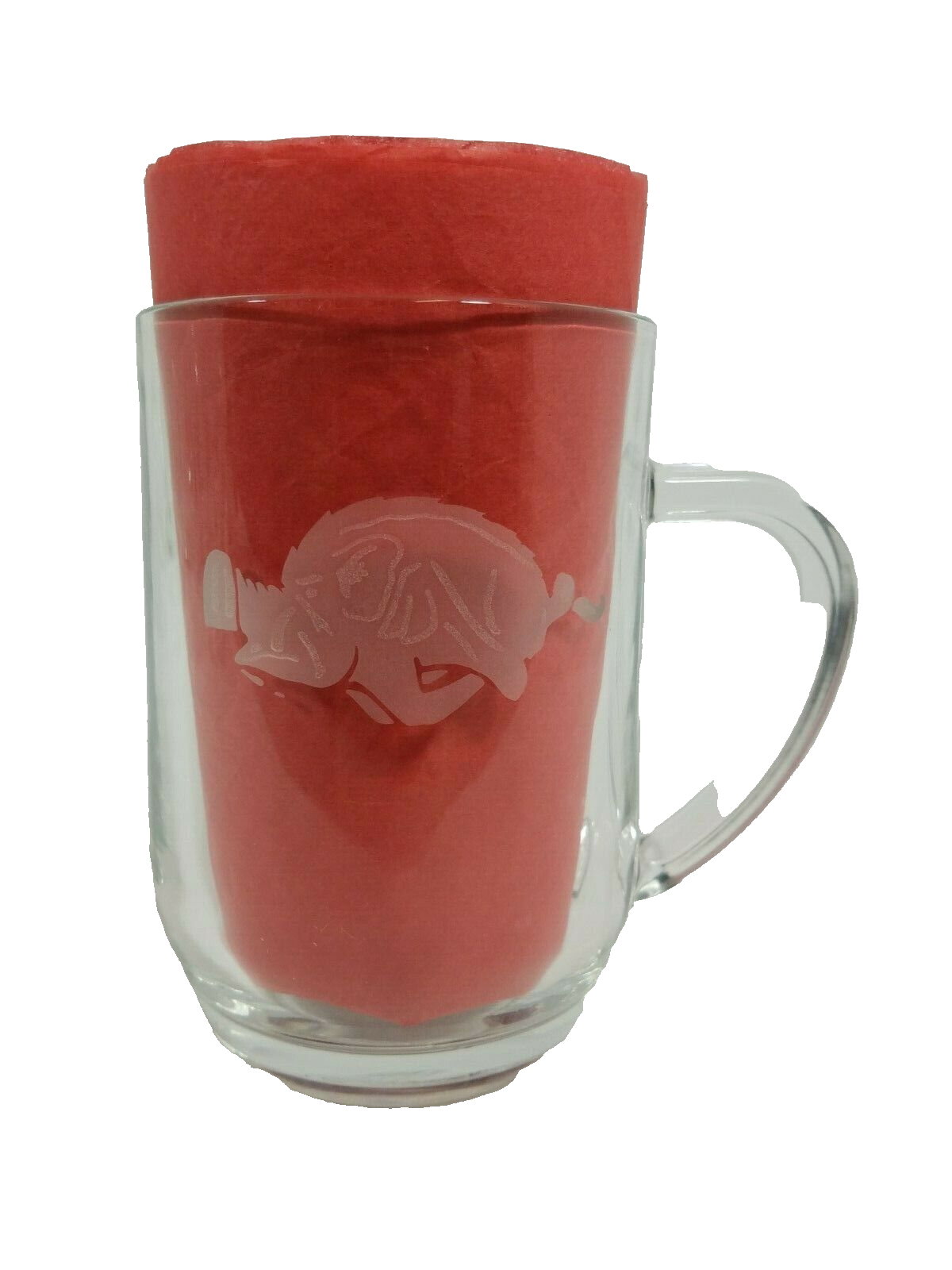 University Arkansas Razorbacks Beer Mug Clear Glass Etched Logo Made In ...
