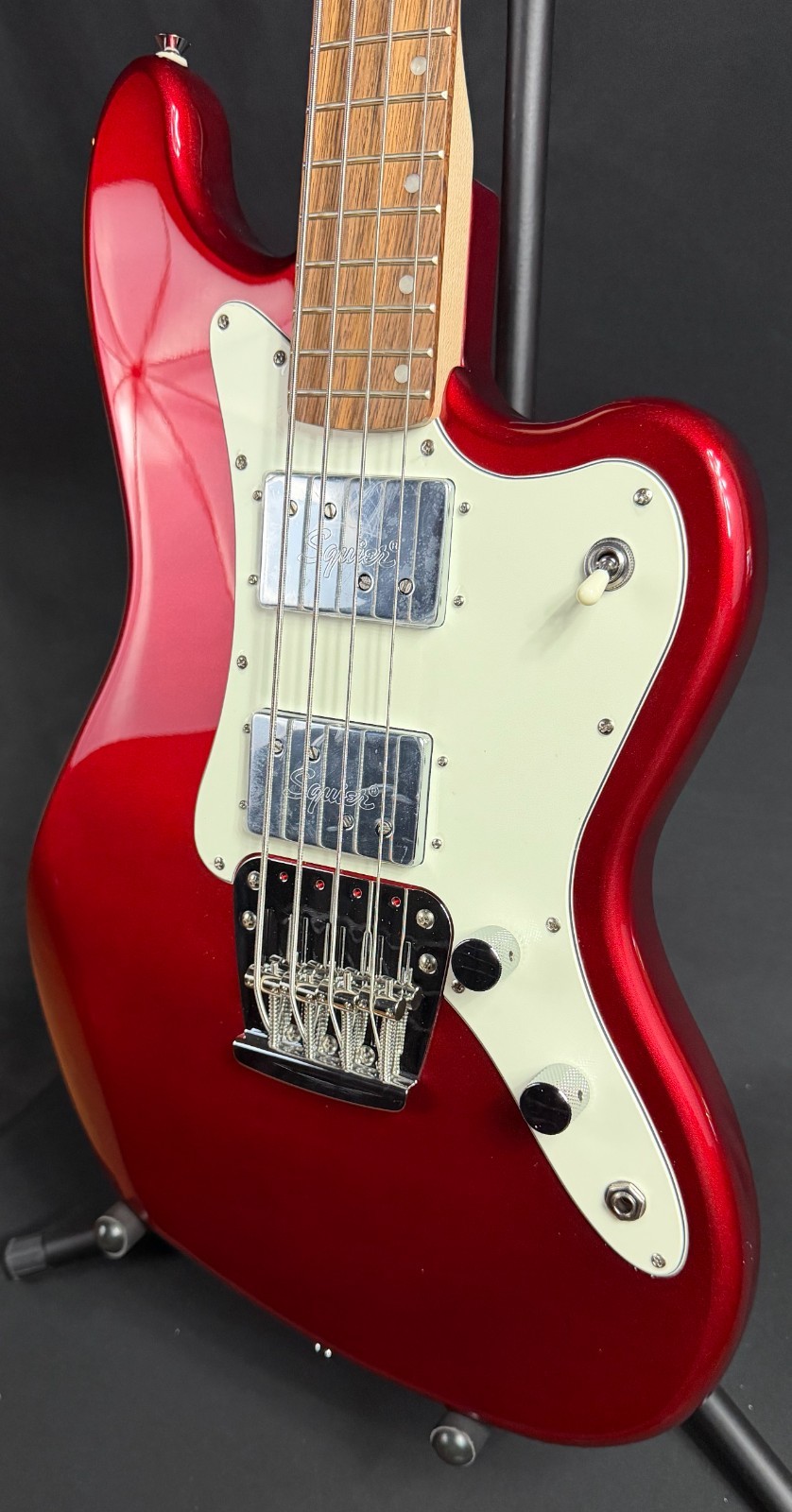 Squier Paranormal Rascal Bass 4-String Bass Guitar Candy Apple Red ...