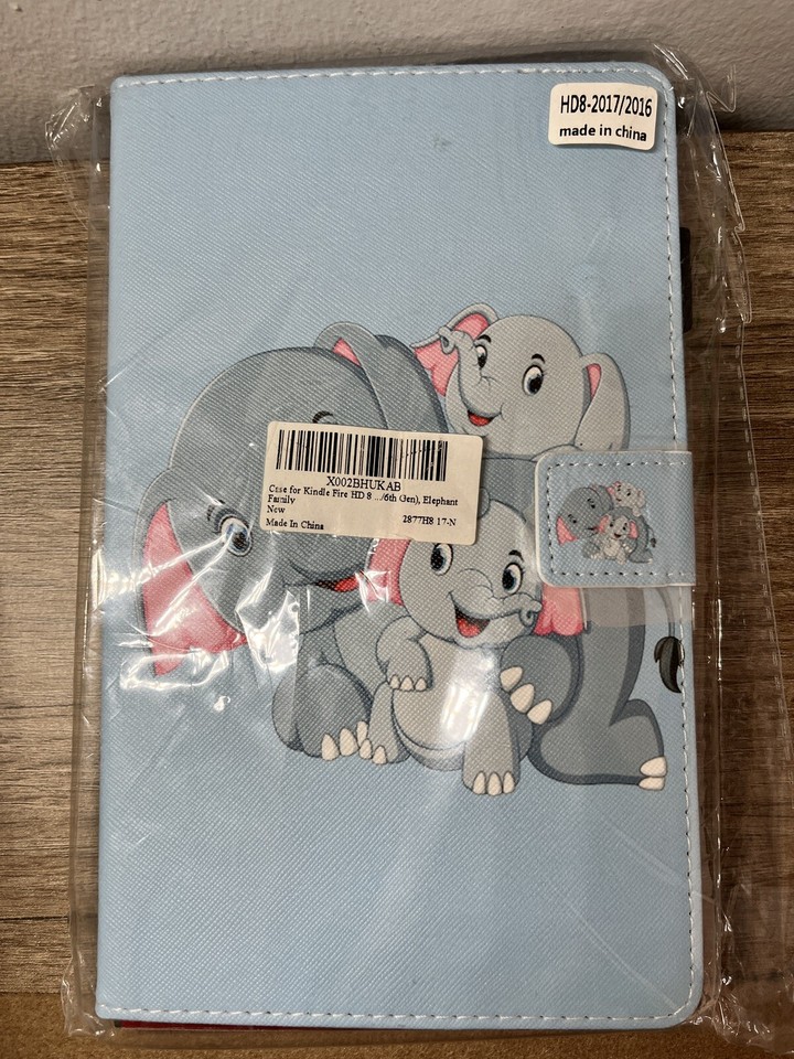 Amazon Kindle Fire HD 8 6th Gen Light Blue Tablet Cover/Case - Elephant ...