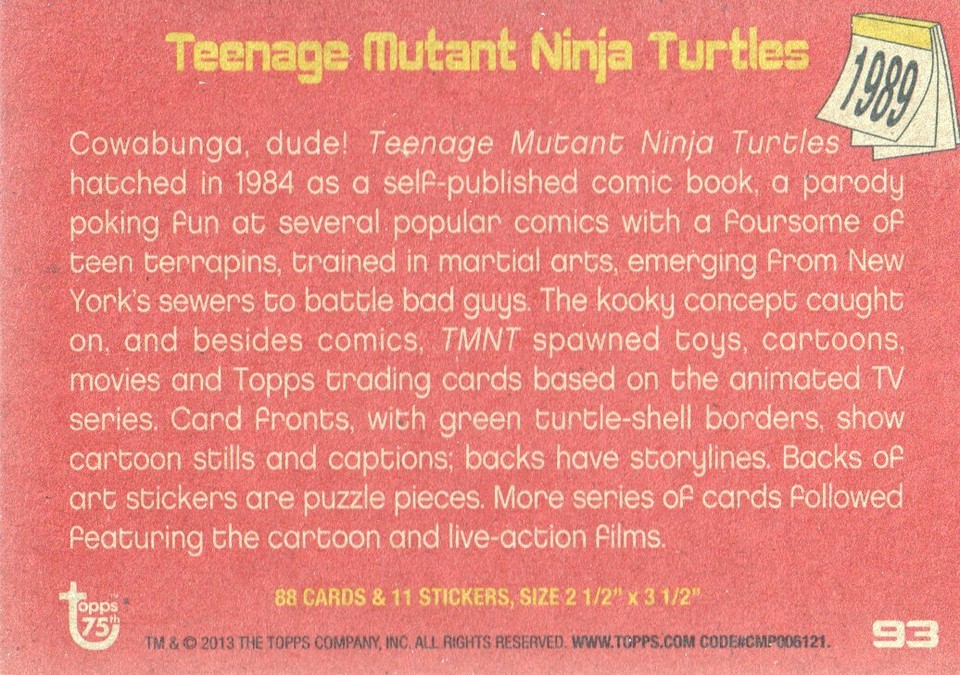 2013 Topps 75th Anniversary #93 Teenage Mutant Ninja Turtles | eBay