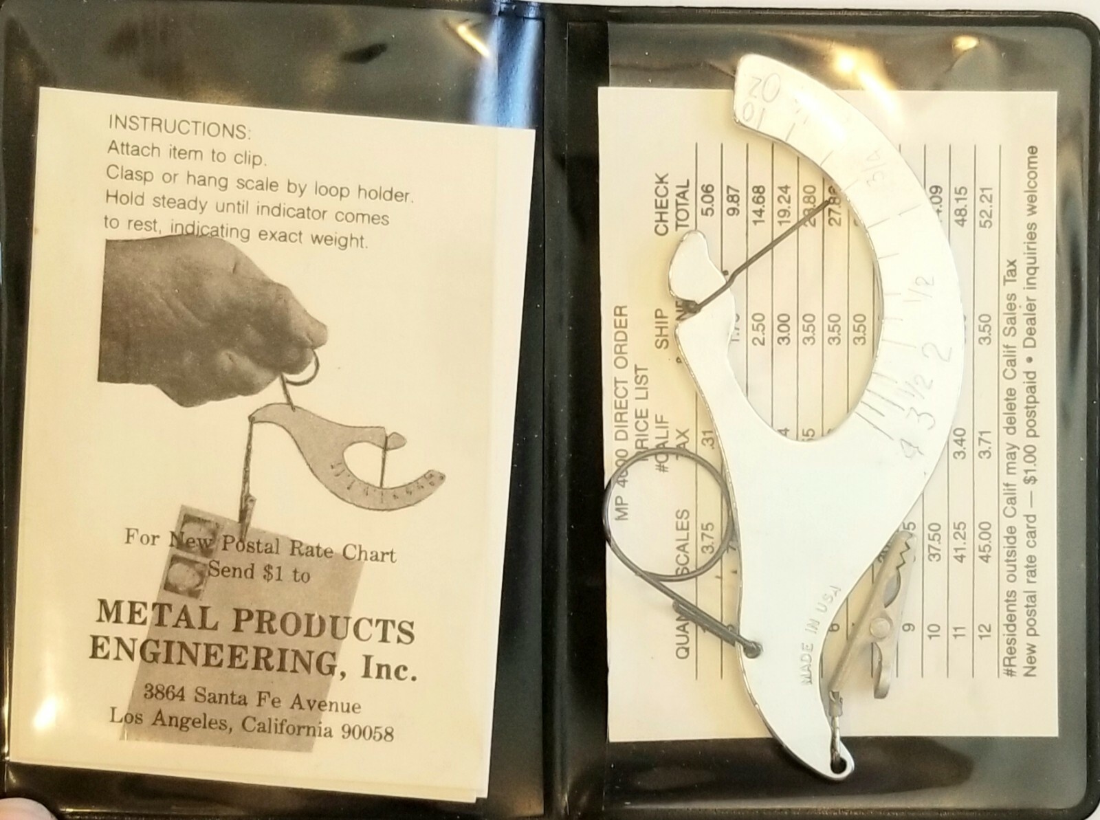 Vtg 1970s Scale US Mail Pocket Hanging Metal Wallet Case USPS Weigh ...