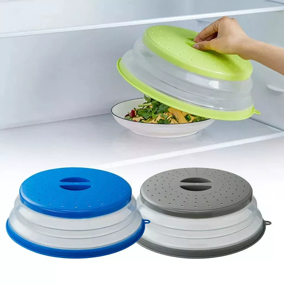 Collapsible Microwave Food Plate Cover Vented Splatter Protector Guard ...