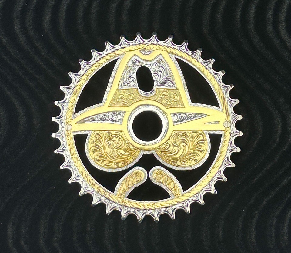 BICYCLE 36T LASER CUT ENGRAVED 2 TONE OR CHROME LOWRIDER HEAD MAN ...