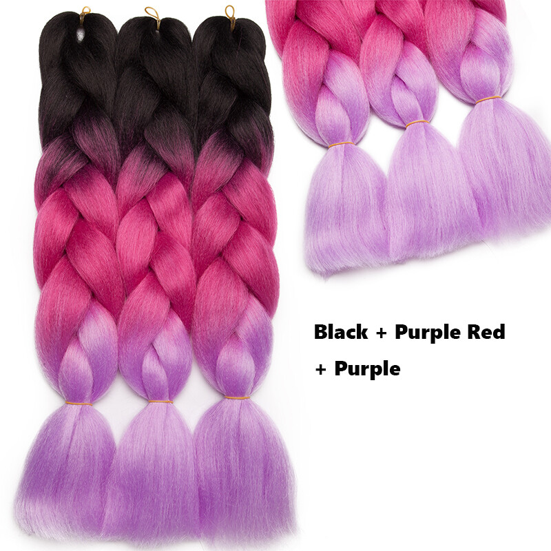 Any Color 24" Braiding Ombre Rainbow 100g Jumbo Braids Hair Extensions ...