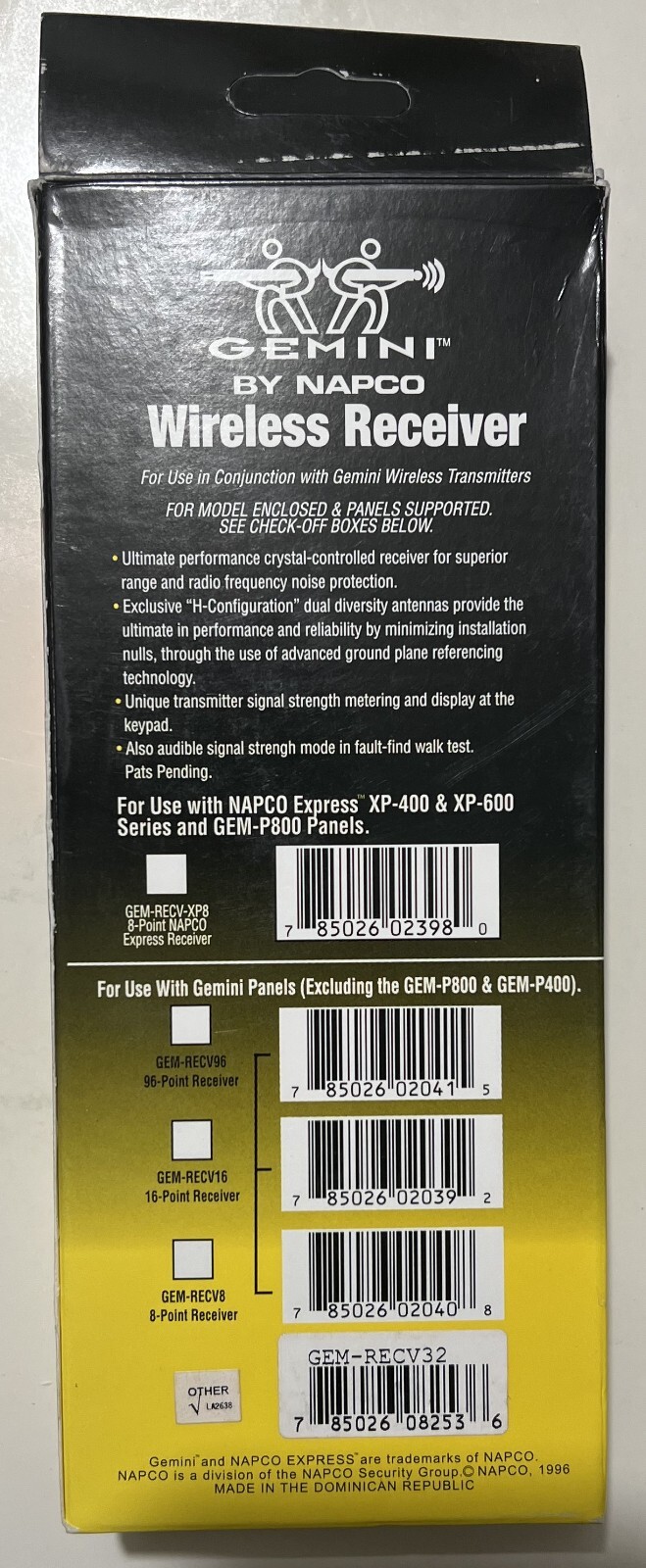 Napco Gem-recv32 Gemini Advanced Performance RF Receiver 32 Points for ...