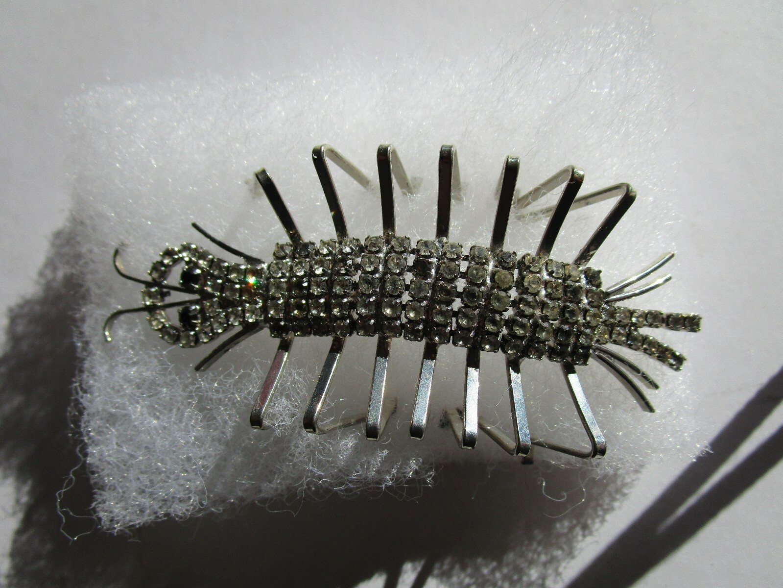Articulated Centipede Brooch: Crystal Covered With Bl… - Gem