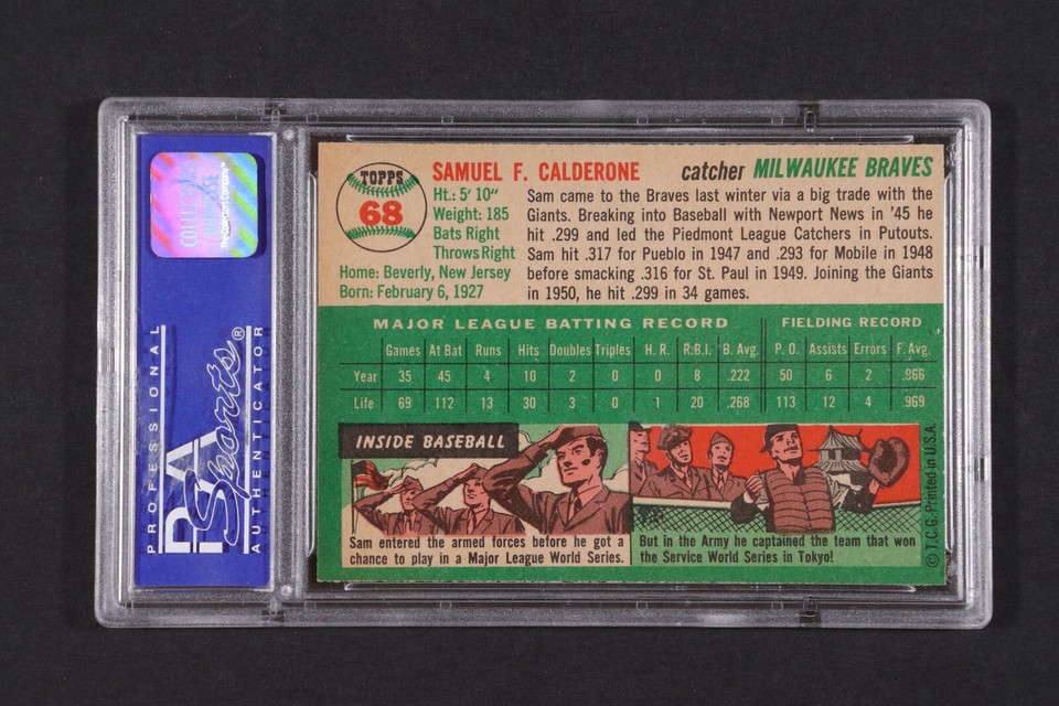 1954 Topps #68 Sammy Calderone PSA 8 NM-MT | eBay