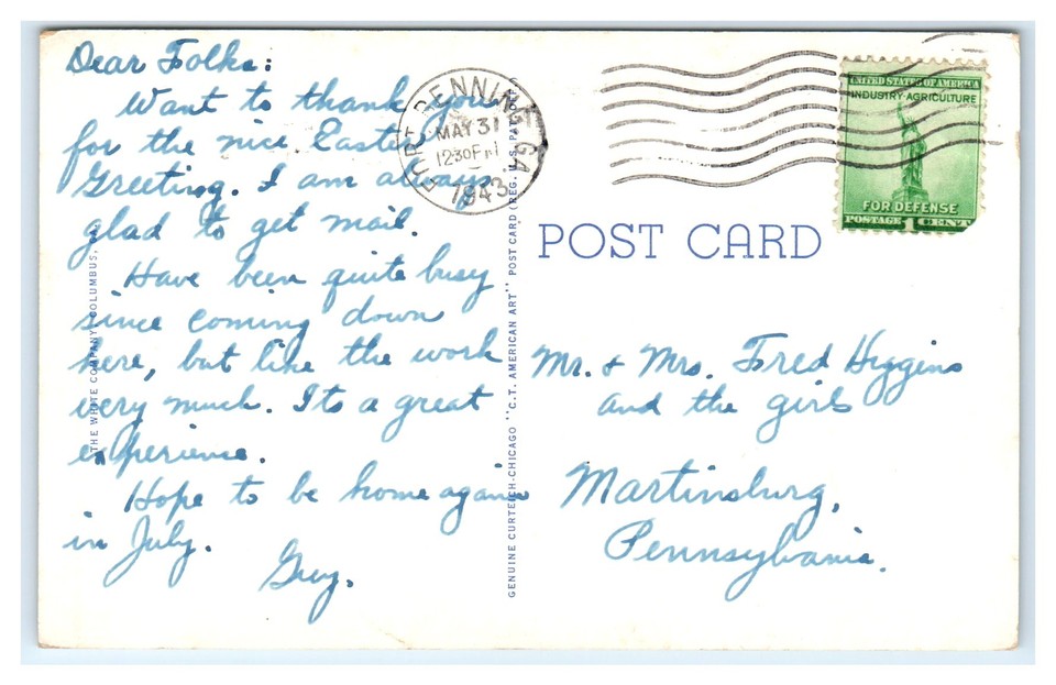 1943 Ft Benning, GA Postcard- DOUGHBOY STADIUM THE INFANTRY SCHOOL FT ...