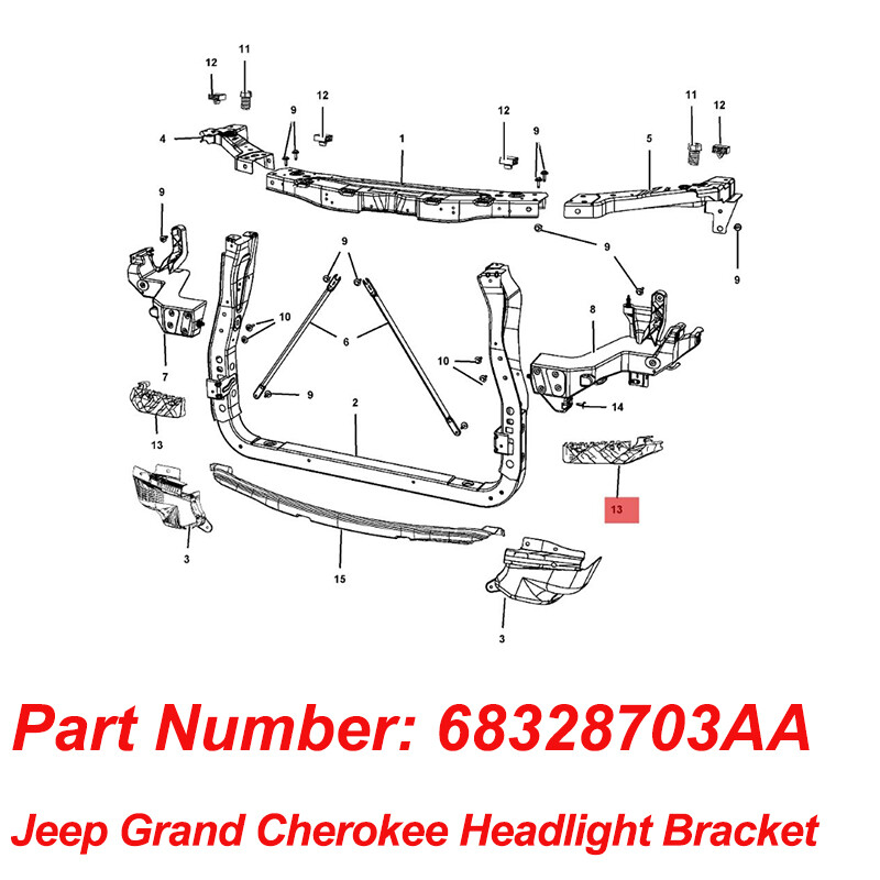 For 2016-2022 Jeep Grand Cherokee Headlight Bracket -Driver Left Side ...