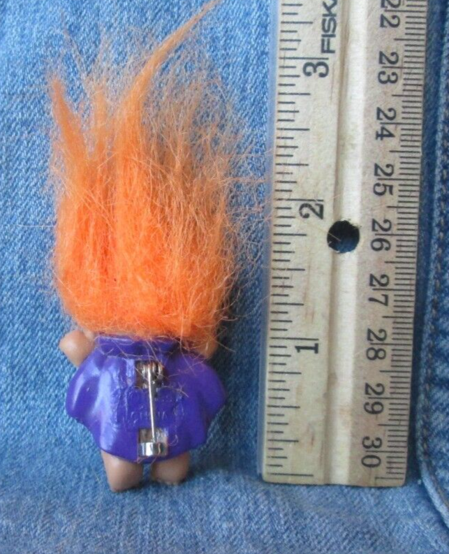 Vintage TROLL FIGURE PIN Vampire Bat Halloween Orange Hair Lapel Pin ...