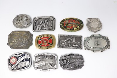 Rare Vintage Lot 11x Fire Fighter Fireman Chief Belt Buckles Ltd ...