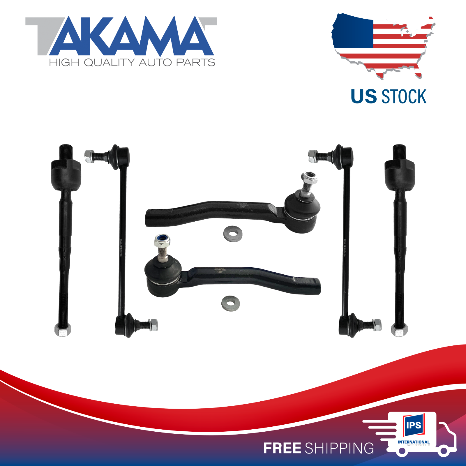 6pc Front Stabilizer bar Links, Outer+ Inner Tie Rod Ends For 11-17 ...