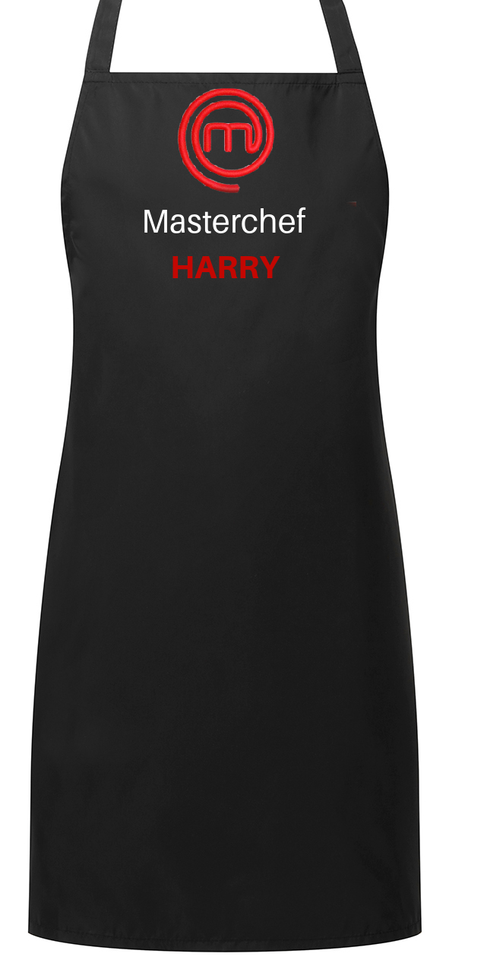 Embroidered Masterchef apron with personalised name embroidered cooking ...