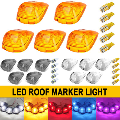 5 Cab Roof Marker Light Cover Lens Kit For 1999-2016 Ford F-250 F-350 ...