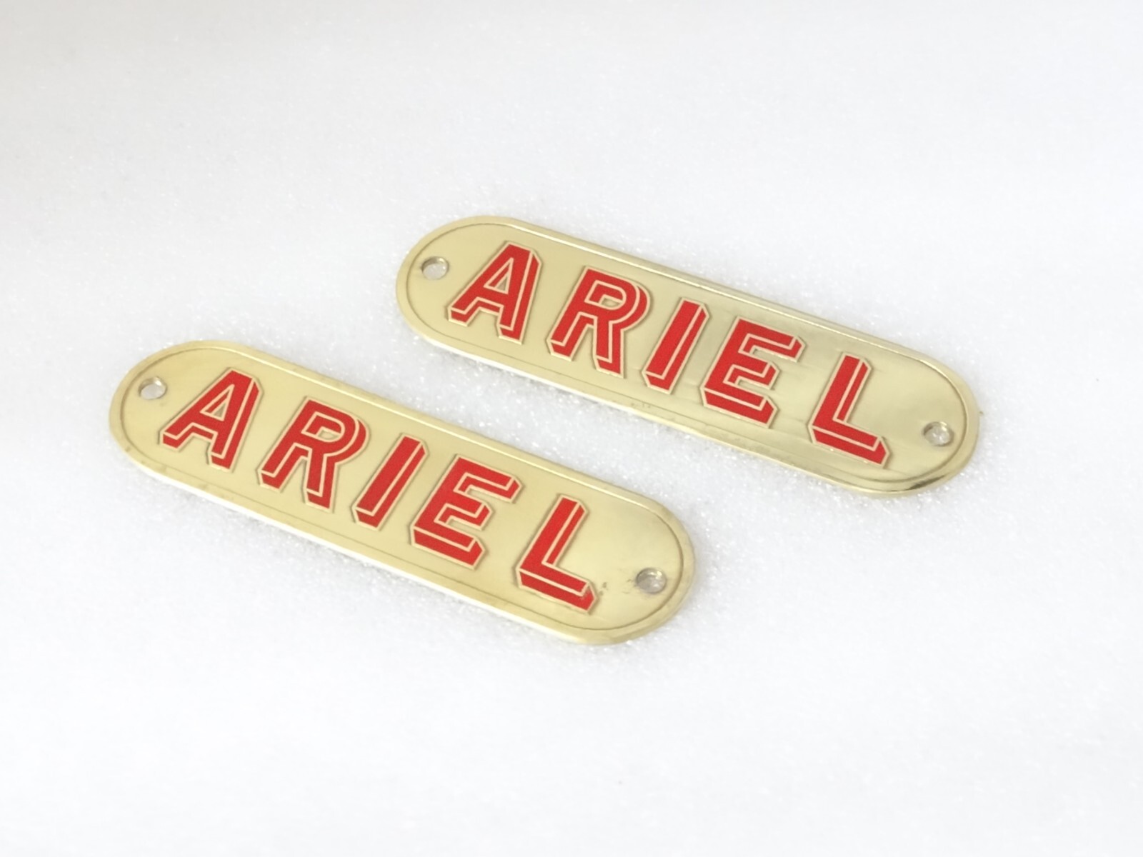 Pair Brass Petrol Gas Fuel Tank Badge Emblem Motif Ariel Motorcycles ...