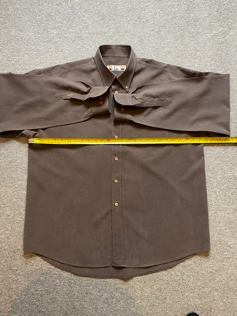 Men's Oxford Collar Brown Long Sleeve Shirt Chest Size 54 Inch | eBay UK