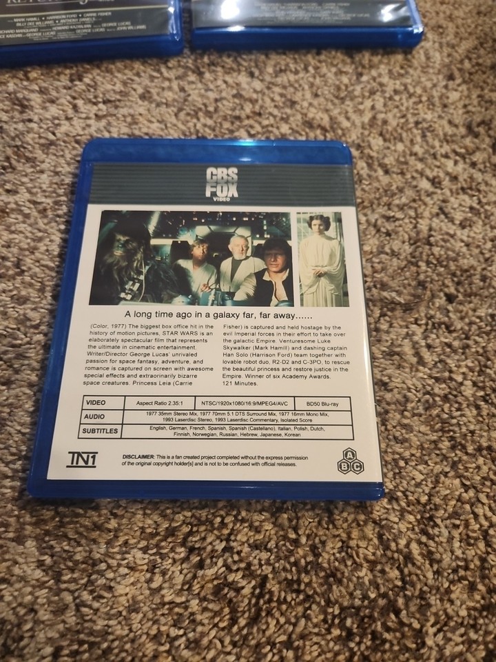 Star Wars 4k77 TN1 Renegade Blu Ray Case & Sleeve Art Set Lot CBS Fox ...