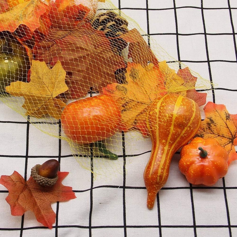 128pcs Fall Pumpkin and Leaf Decorations for Home Table and Fireplace ...