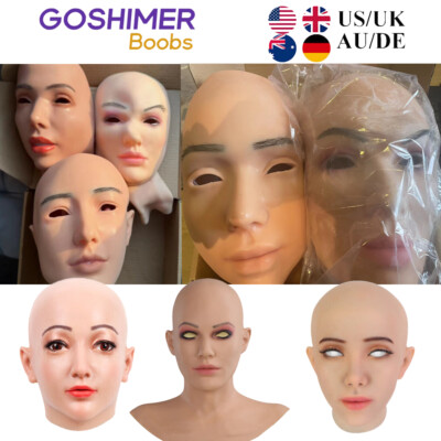 Realistic Silicone Female Mask With Makeup Cosplay Crossdresser Full ...