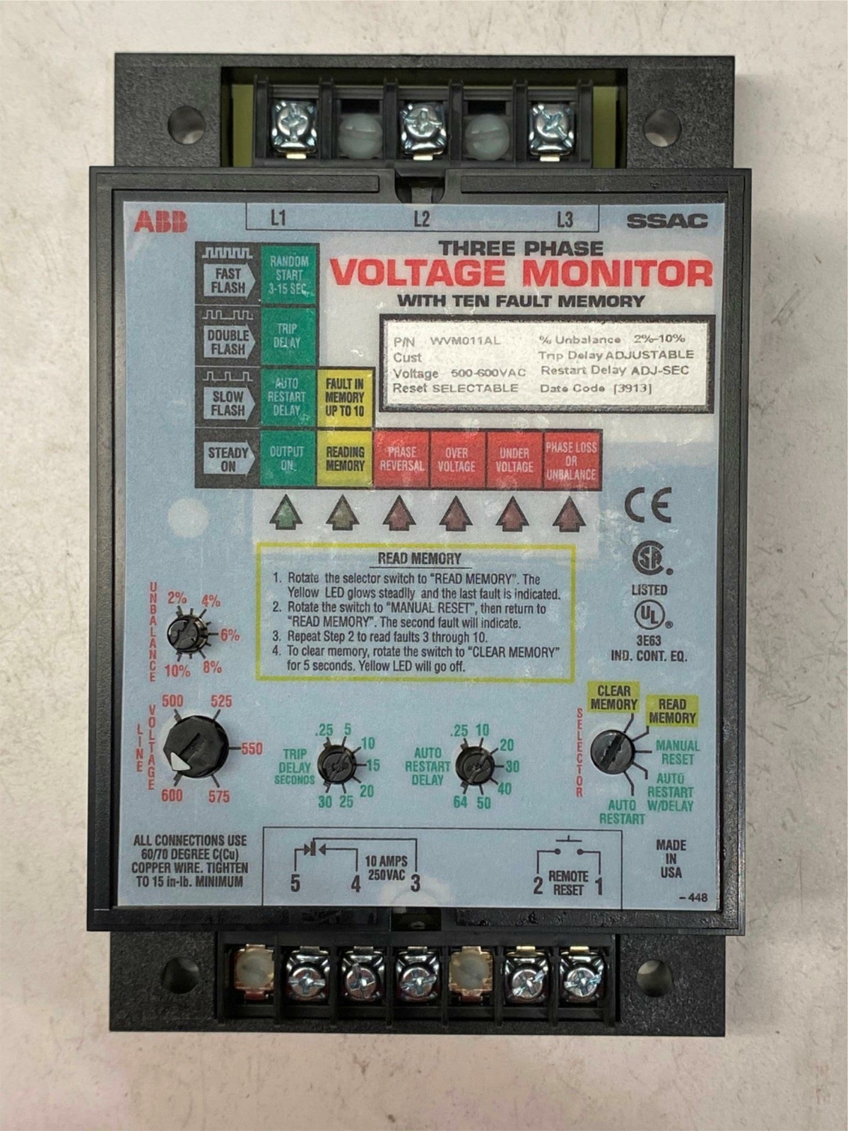 ABB SSAC Littelfuse WVM011AL Voltage Monitor | eBay