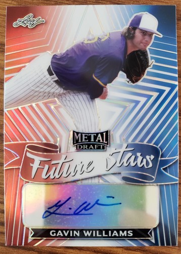 Gavin Williams 2021 Leaf Metal Future Stars Red White & Blue Autograph ...