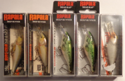 Lot of 5 New Rapala Deep Runner Shad Rap SR-7 Crankbait Fishing Lures SD/BB/S | eBay