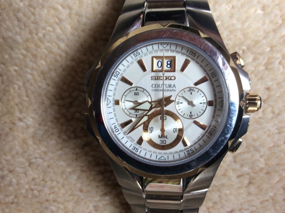 Seiko Coutura Big Date Chronograph Watch 7T04-0AB0 - **UK SELLER ...