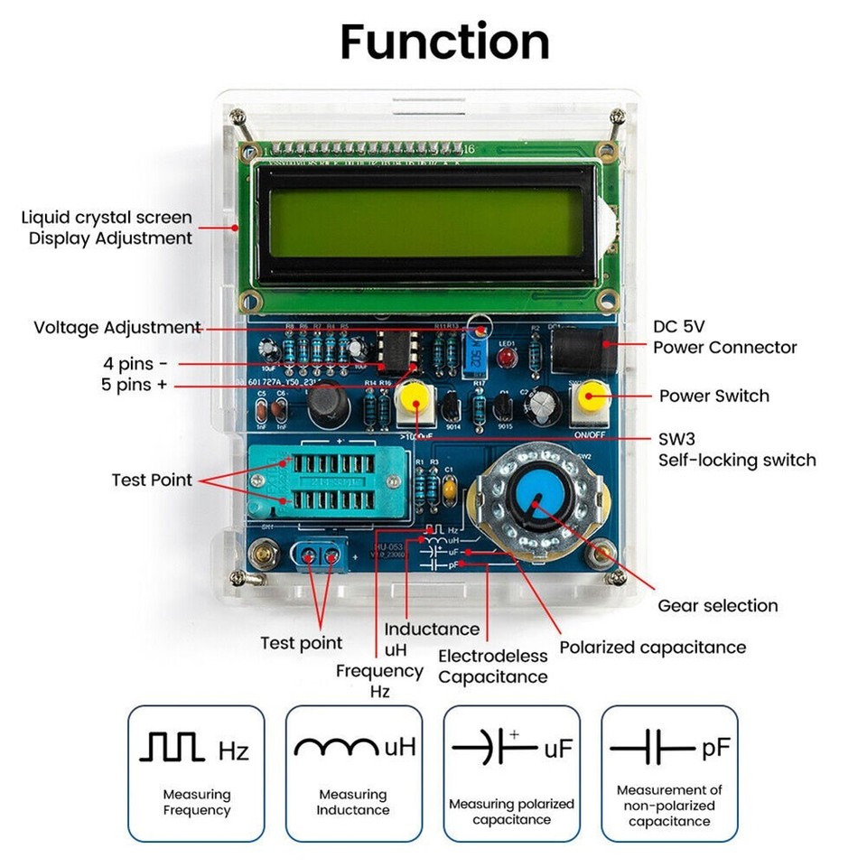 High Definition DIY Kit for Measuring Inductance Capacitance Frequency ...