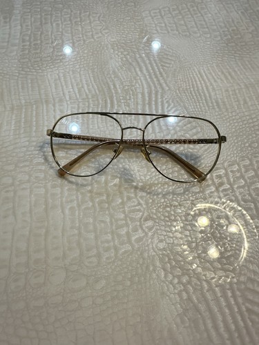 Coach Light Gold Crystal Aviator Sunglass Frames H7053. NO Lenses. W ...