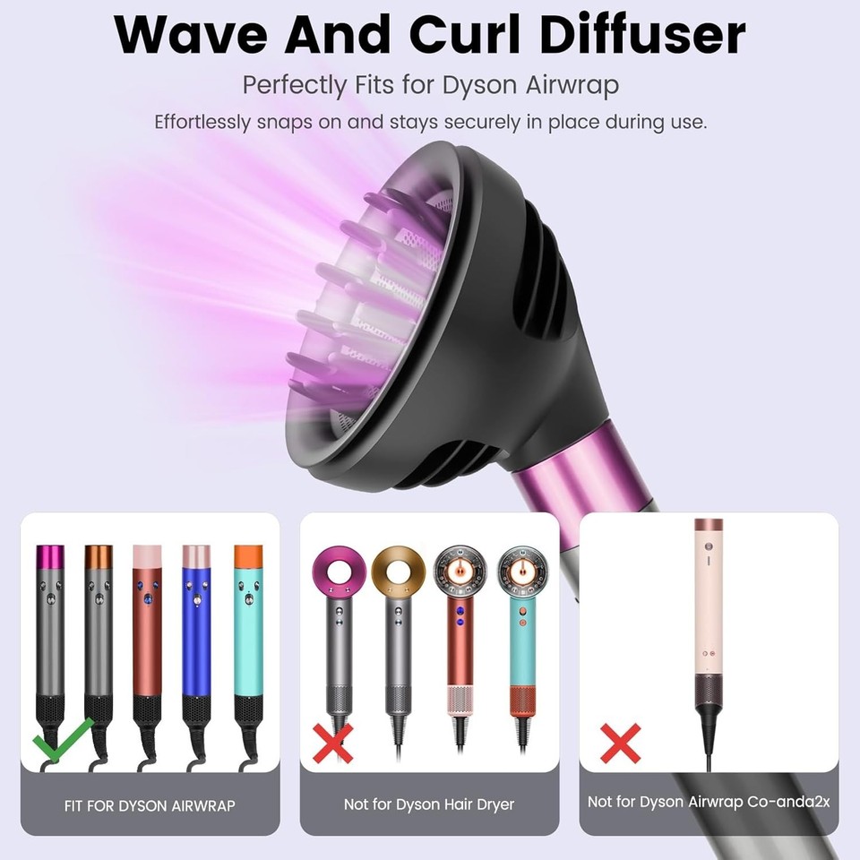 Dyson Airwrap Wave Curl Diffuser Black HS01 HS05 Hair Nozzle Enhance ...