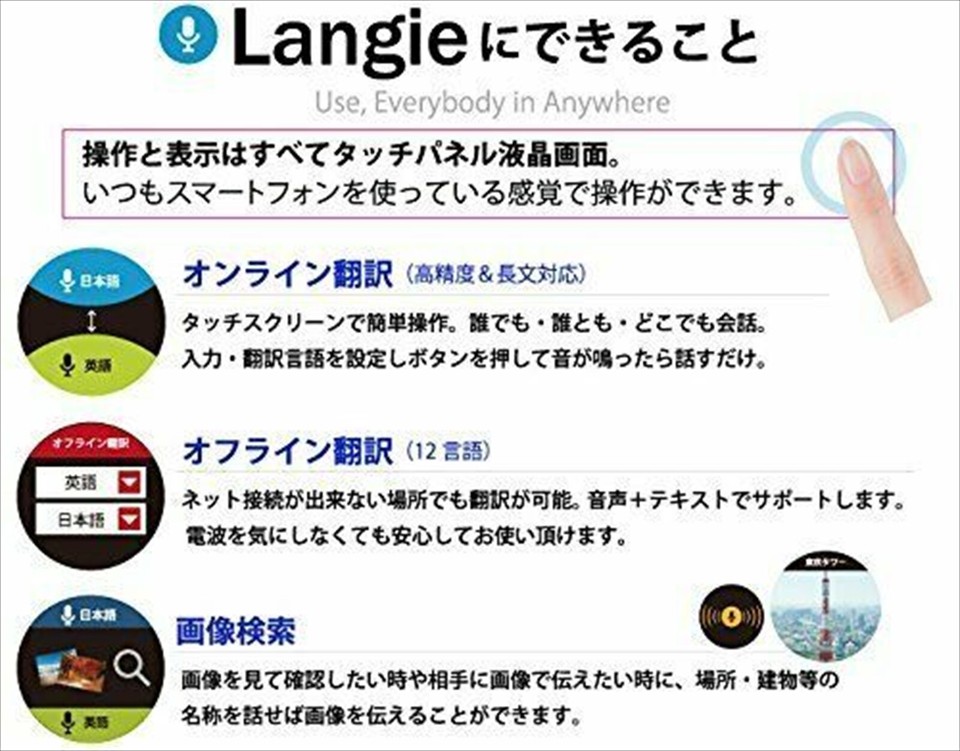 Langie Portable Electronic Translator 52 languages Wi-Fi Connection LT ...
