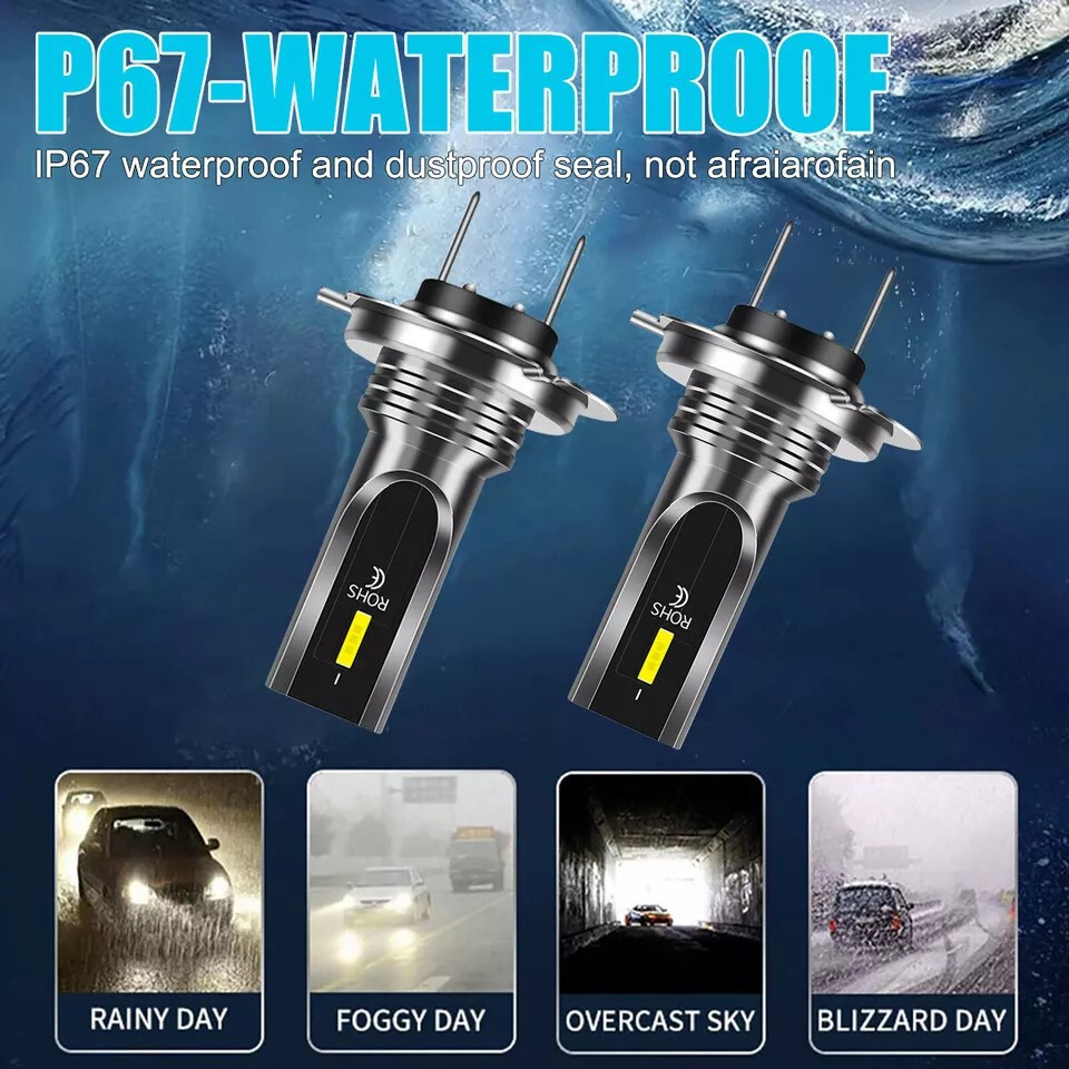 H7 LED Headlight Bulbs Kit High/Low Beam 6500K Super Bright White ...