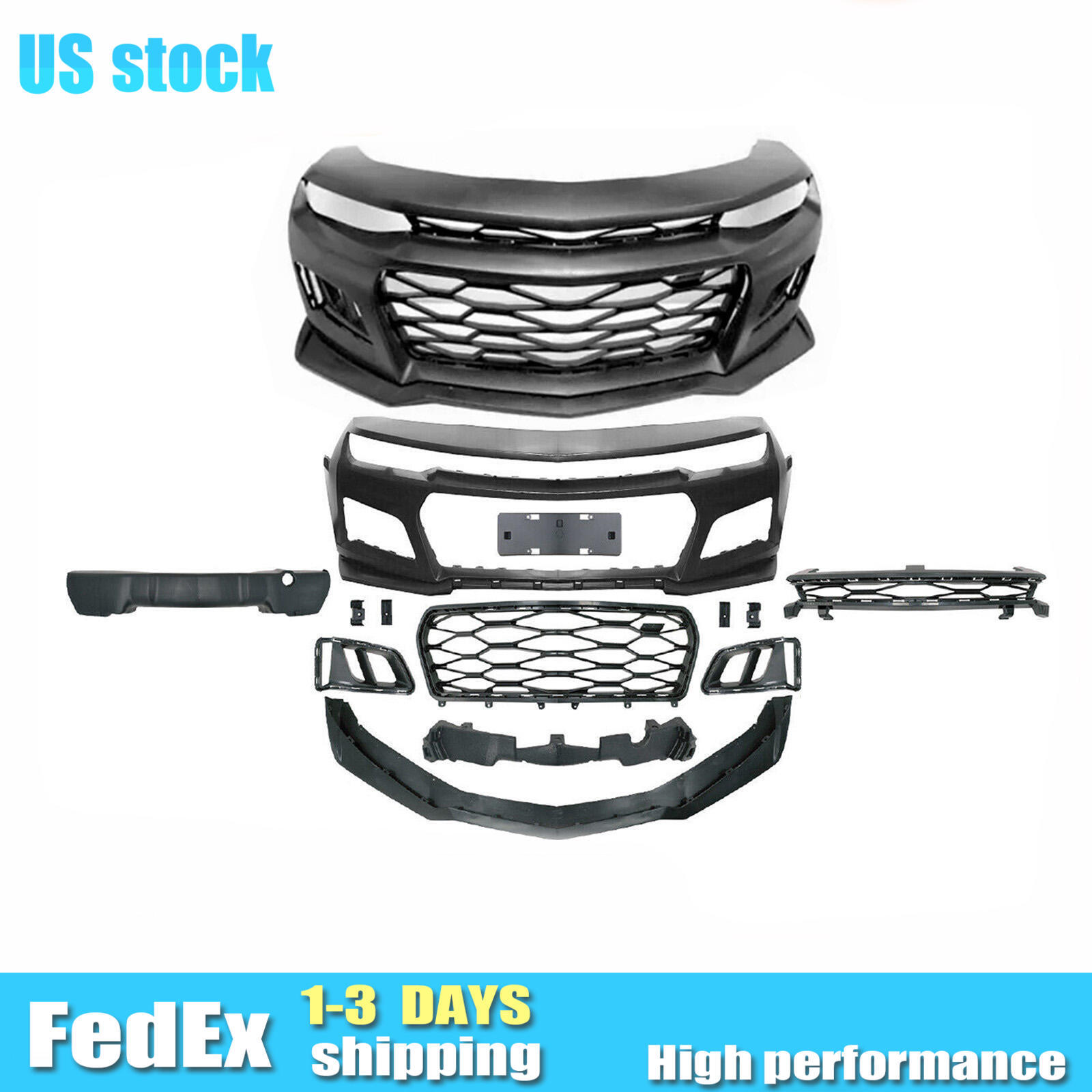 Complete Front Bumper Grille Kit For 2016-2018 Chevy Camaro Upgrade to ...