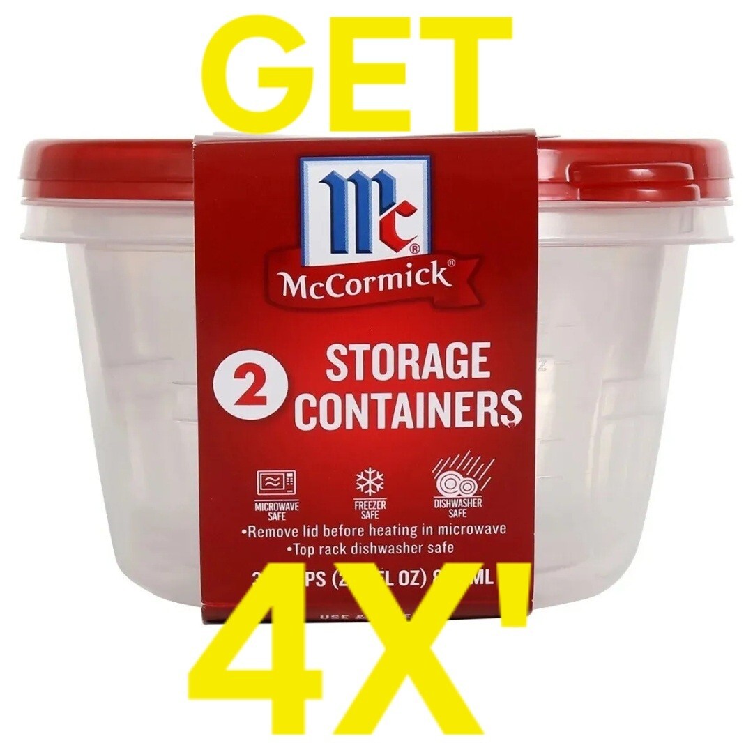 McCormick / Betty Crocker 2 Count Food Storage Containers 4.75 Cups 38 ...