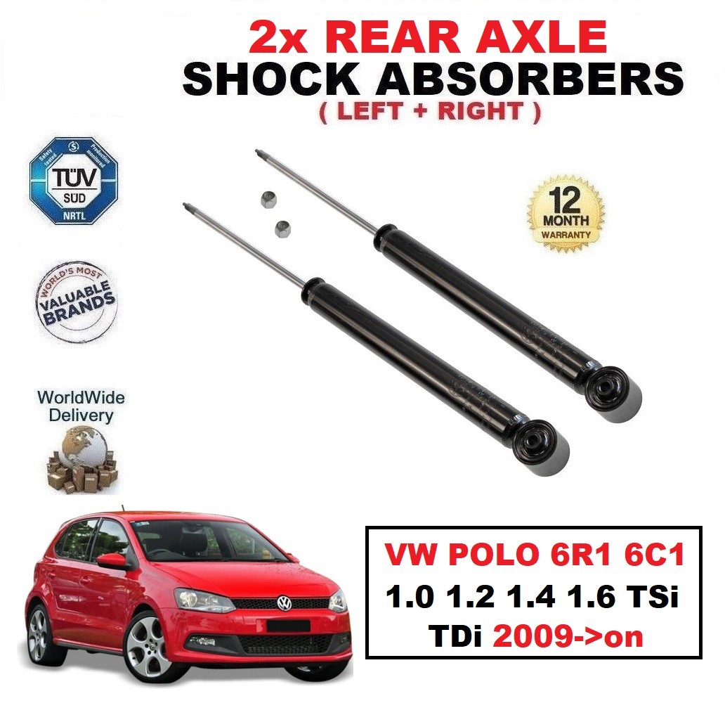 2x REAR SHOCK ABSORBERS SET for VW POLO 6R1 6C1 1.0 1.2 1.4 1.6 TSi TDi ...