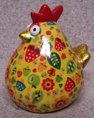 Coin Piggy Bank Ceramic Savings Animal Rooster NEW multicolor yellow ...