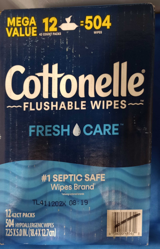 Cottonelle 504 Flushable Wet Wipes, 12 Flip-Top Packs (42 wipes / pk ...
