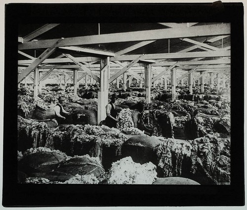 Original 1920s glass slide AUSTRALIA Port Adelaide, wool transport ...