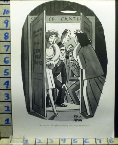 1942 PETER ARNO KISS WOMEN MILITARY NAVY SATIRE DECOR HUMOR VINTAGE AD ...
