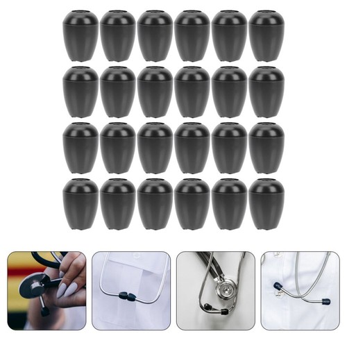 24PCS Black Stethoscope Replacement Earplugs Ear Tips for Stethoscope ...