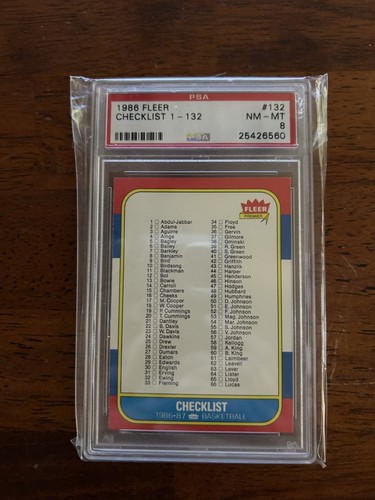 1986-87 Fleer Basketball - #132 Checklist W/Jordan PSA 8 NM-Mint Set ...