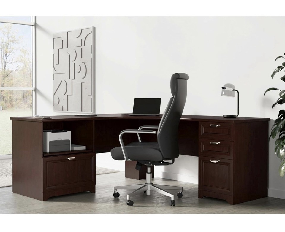 ® Magellan Performance 71"W L-Shaped Corner Desk, Cherry | eBay