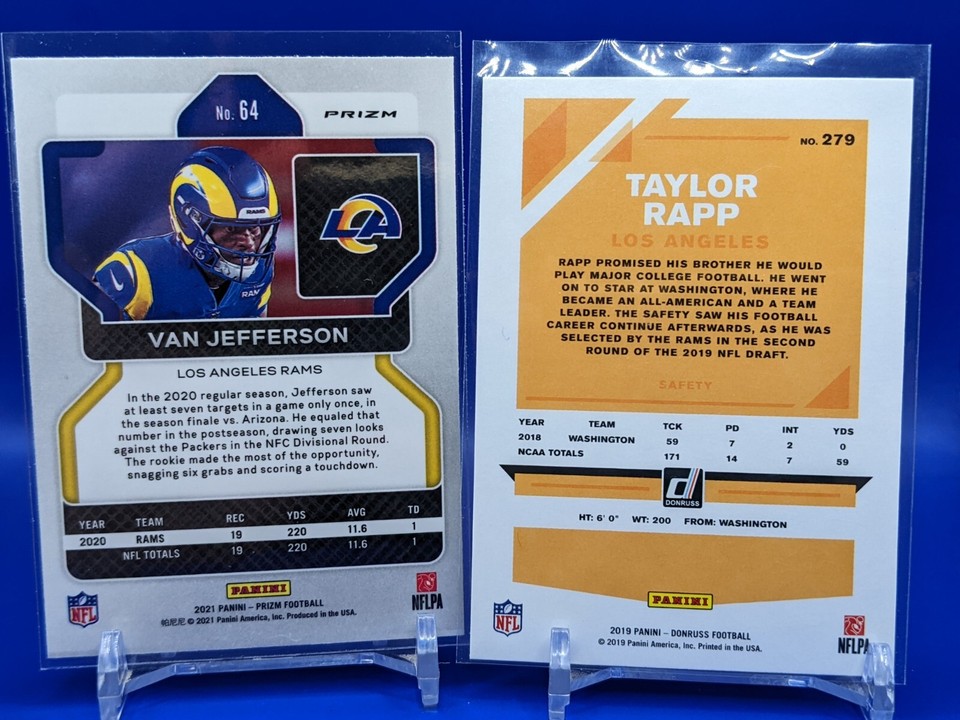 Taylor Rapp Rookie 2019 Panini Donruss + 2021 Panini Prizm Green Plusar ...