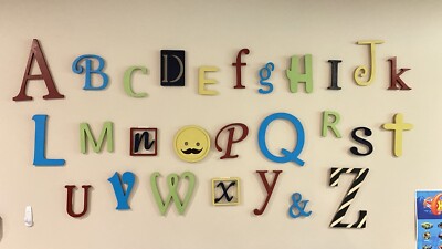 8 Inch 26 Piece Set - Custom Wooden Painted Letters Wood Surface ...