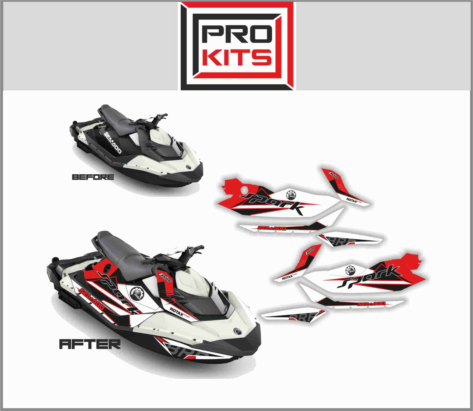 SEADOO SPARK TRIXX or jet ski 2up 3up graphics set decals stickers kit ...