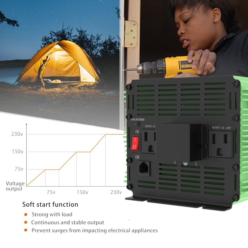 EDECOA Power Inverter 3000W 6000W 12V DC to 110V 120V AC New LCD Remote ...