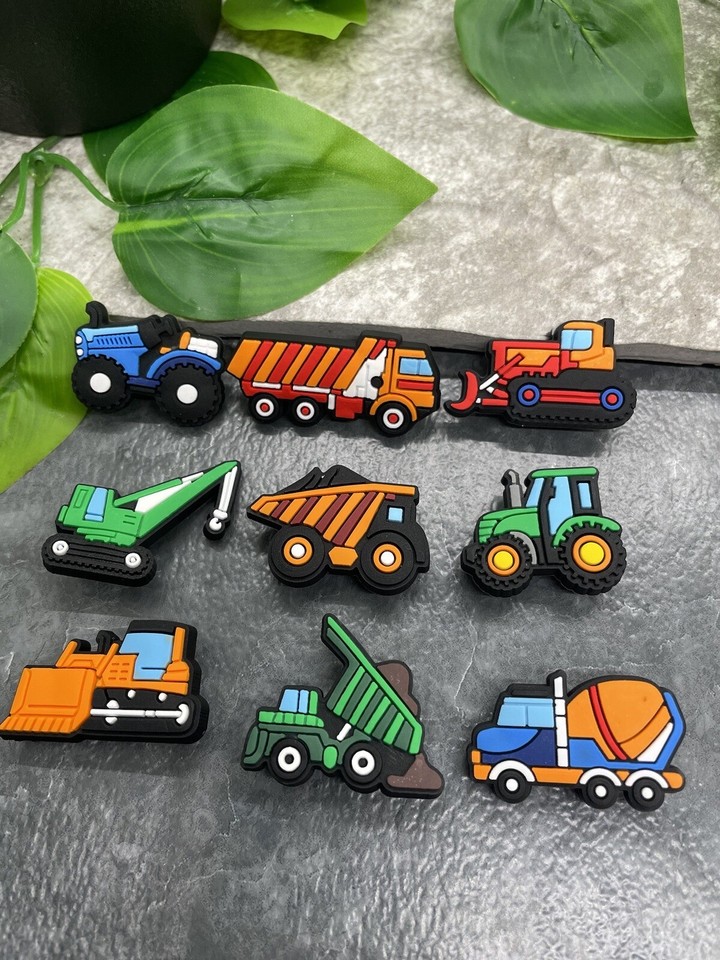 9 PC 1” Cartoon Construction Shoe Decoration Charms-Clogs Jig Bubble ...