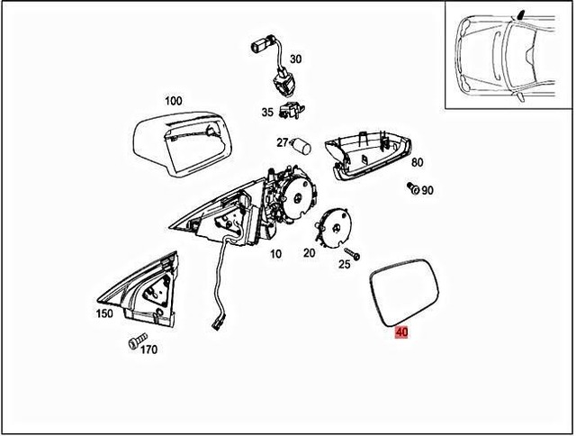 Mercedes-Benz C CL S CLS E Class Genuine Right Mirror Glass 2128101421 ...